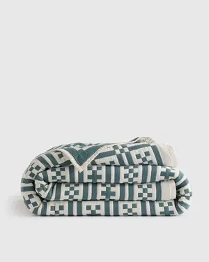 Quince Jacquard Geo Coverlet - Ocean