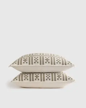Quince Jacquard Geo Sham Set - Dried Sage