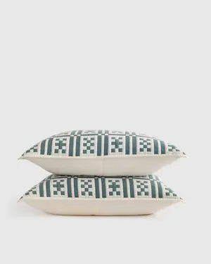 Quince Jacquard Geo Sham Set - Ocean