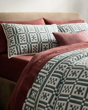 Quince Jacquard Geo Sham Set - Ocean