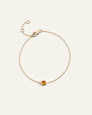 Quince Women's 14k Gold Birthstone Solitaire Bezel Bracelet Citrine