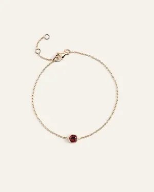 Quince 14k Gold Birthstone Solitaire Bezel Bracelet - Garnet