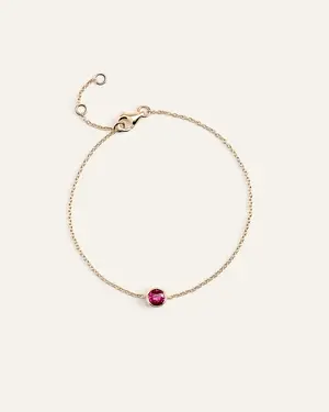Quince Women's 14k Gold Birthstone Solitaire Bezel Bracelet Lab Grown Ruby