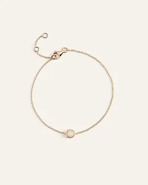 Quince Women's 14k Gold Birthstone Solitaire Bezel Bracelet Opal