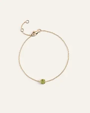 Quince Women's 14k Gold Birthstone Solitaire Bezel Bracelet Peridot