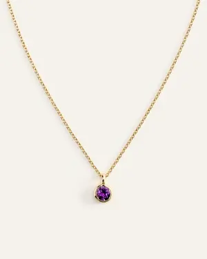 Quince Women's 14k Gold Birthstone Solitaire Bezel Pendant Amethyst