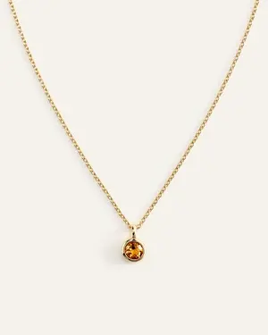 Quince Women's 14k Gold Birthstone Solitaire Bezel Pendant Citrine