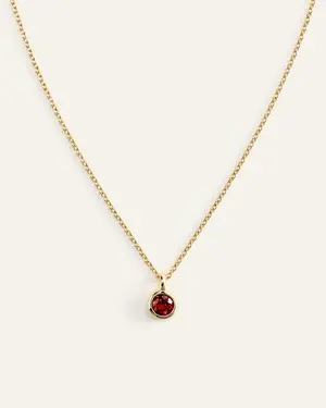 Quince Women's 14k Gold Birthstone Solitaire Bezel Pendant Garnet