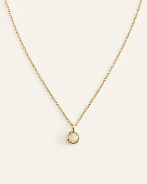 Quince Women's 14k Gold Birthstone Solitaire Bezel Pendant Opal