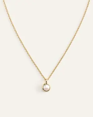 Quince 14k Gold Solitaire Bezel Pendant - Pearl