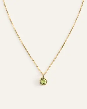 Quince Women's 14k Gold Birthstone Solitaire Bezel Pendant Peridot