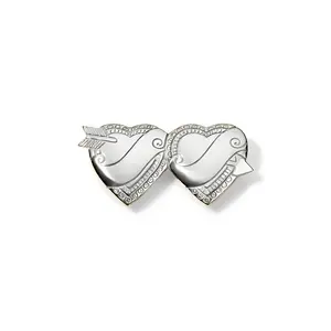 DÉCLARER Double Heart Brooch Sterling - Silver