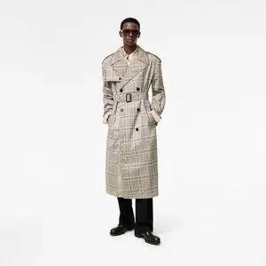 Burberry Long Check Nylon Cotton Hoxton Trench Coat