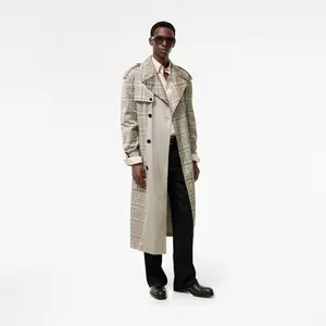 Burberry Long Check Nylon Cotton Hoxton Trench Coat