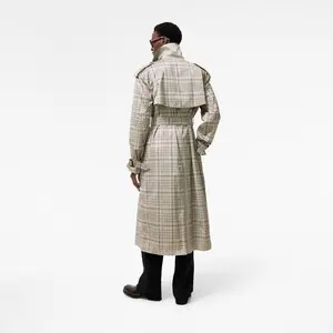 Burberry Long Check Nylon Cotton Hoxton Trench Coat