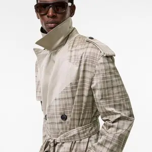 Burberry Long Check Nylon Cotton Hoxton Trench Coat