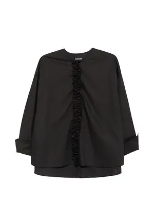SUSANNE BOMMER Ruffled Cotton Blouse - Black