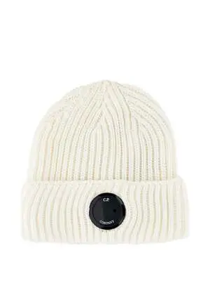 C.P. COMPANY Lens Detail Wool Beanie - Bianco