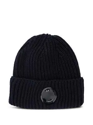 C.P. COMPANY Lens-detail Wool Beanie With Stretch Knit Cuff - Blu