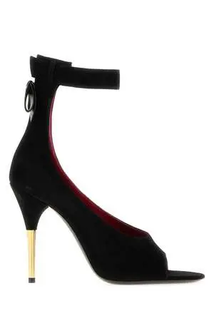 Valentino Garavani Suede Heeled Sandals With 10.5 Cm Heel - Black