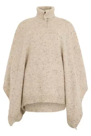 Fabiana Filippi Oversized High-collar Wool-blend Pullover Sweater - Beige