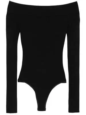 Alaïa Ribbed Off-shoulder Long Sleeve Bodysuit