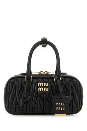 Miu Miu Arcadie Mini Nappa Leather Handbag With Adjustable Strap - Black