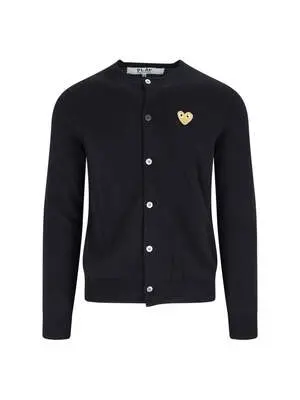 Play Comme Des Garcon 100% Wool Sweater With Heart Logo - Black