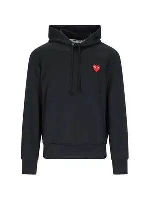 Play Comme Des Garcon Heart Logo Hoodie - Black