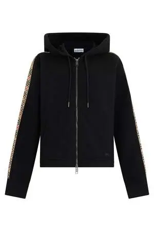 Burberry Hooded Zip-up Sweater With Check Finish