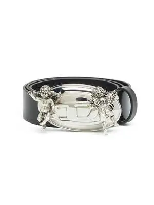 DIESEL® Oval D Buckle Belt With Celestial Cherub Carvings - Nero