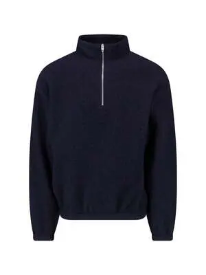 JIL SANDER Half-zip Mock Neck Sweater - Blue