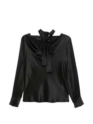 Max Mara Soft Silk Blouse With Buttoned Cuffs And Neck Scarf