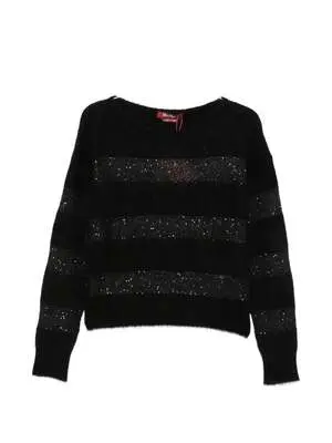 Max Mara Soft Mohair Boat Neck Sweater With Ribbed Hem