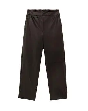 Alpha Studio High-waist Faux Leather Straight-leg Pants - Marrone