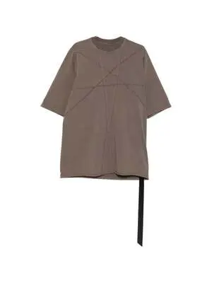 Rick Owens Oversized Cotton Crewneck Tee With Three-quarter Sleeves - Grigio