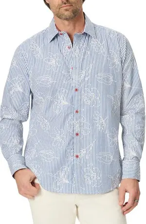 Robert Graham Darien Long Sleeve Button Up Shirt - True Blue