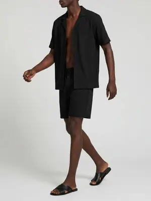 WALKER & HUNT Relaxed Seersucker Camp Collar Shirt