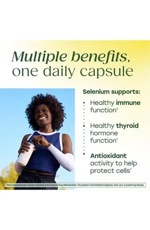 MEGAFOOD High Absorption Selenium 200mcg Capsules, Thyroid & Antioxidant Support, Vegan