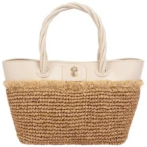 Tommy Bahama Charlotte Medium Fringe Raffia Tote - Ivory