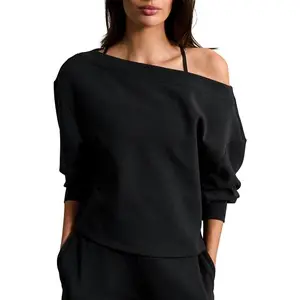 RHONE Dreamglow Bateau Sweatshirt Pure Black Heather