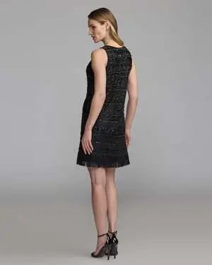 MAC DUGGAL COLLECTION Geometric Beaded Fringe Mini Dress