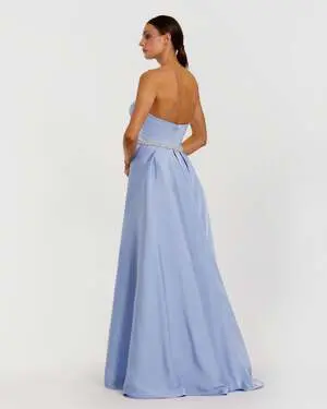 Mac Duggal Strapless Embellished Satin Gown With Overskirt