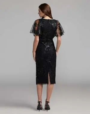 Mac Duggal Embellished Butterfly Sleeve Cocktail Dress
