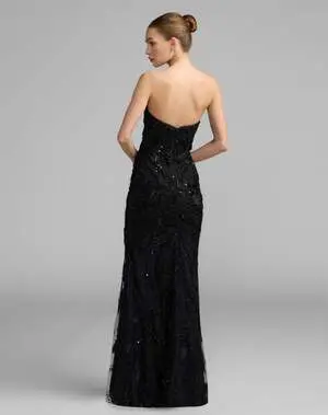 Mac Duggal Embellished Lace Strapless Sweetheart Gown