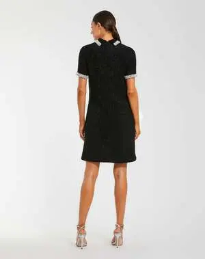 Mac Duggal Pearl Trim Boucle Mini Dress