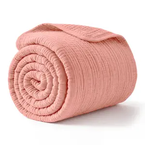COMFY CUBS Muslin Large Throw Blanket50 X 70 Inches Bold Blush