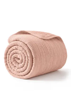 COMFY CUBS Muslin Large Throw Blanket50 X 70 Inches - Bold Blush