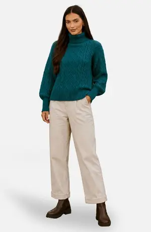 YUMI Cable Knit Roll Neck Jumper
