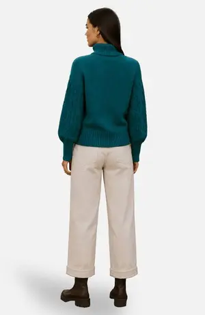 YUMI Cable Knit Roll Neck Jumper
